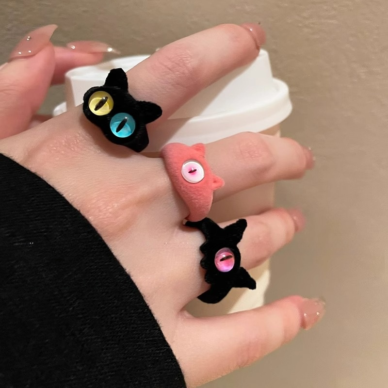 1Pcs Super Cute Plush Little Monster Rings Finger Ring Open Joint Ring ...