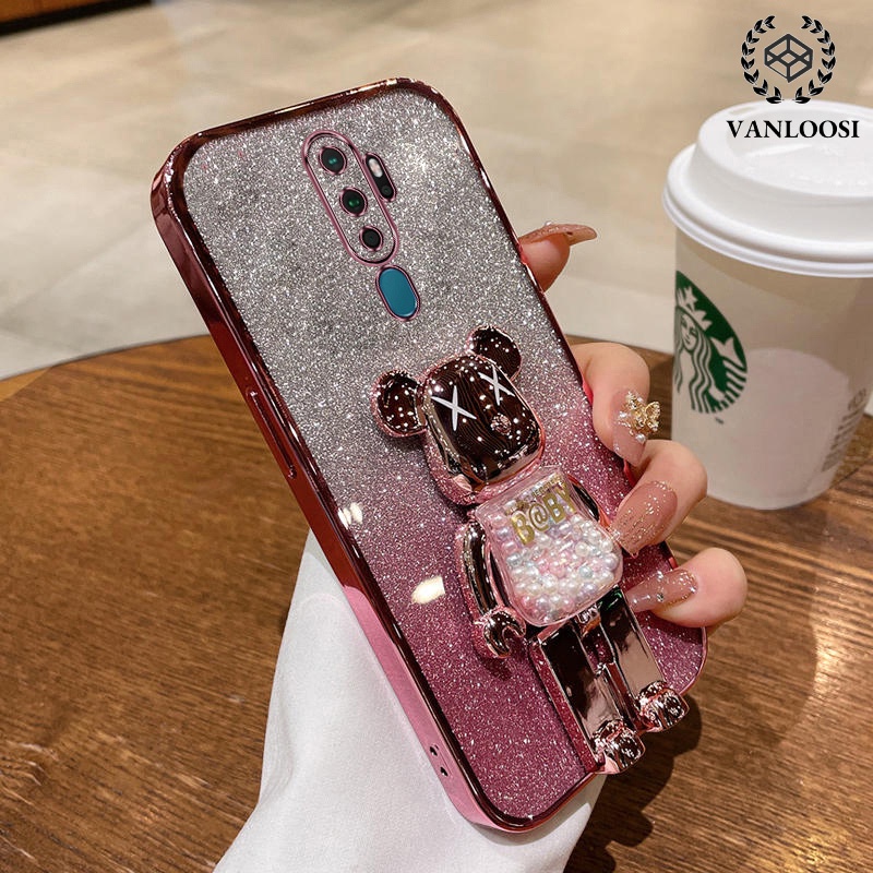 Casing OPPO A5 2020 A9 2020 Sparkling electroplated soft case Cute Bear ...