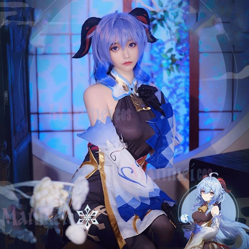 Manmeicos Game Genshin Impact Cosplay Costumes Ganyu Costume Wig Dress ...