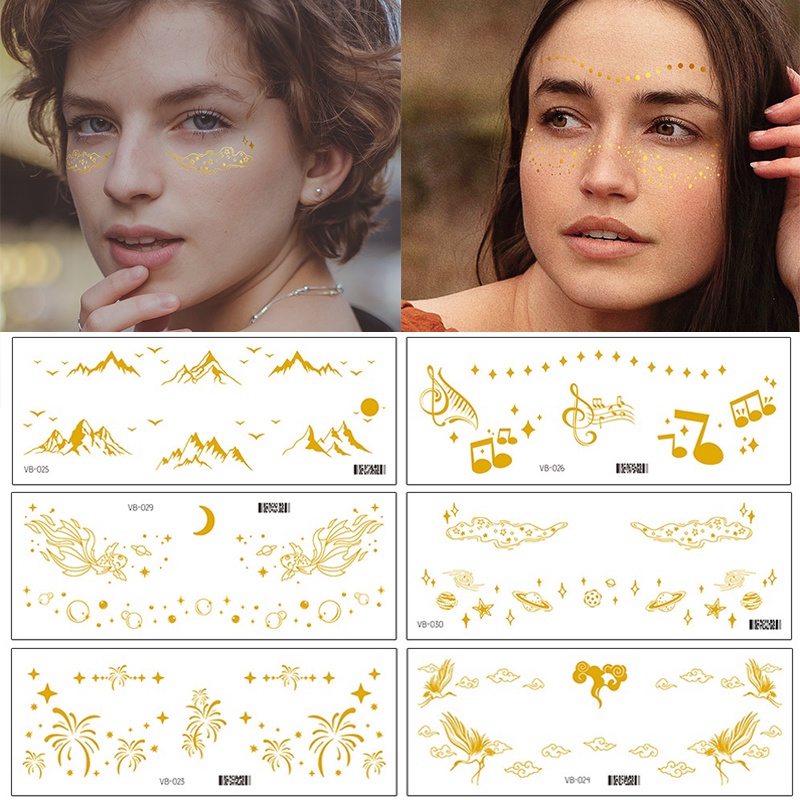 Gold Stickers Beauty Makeup Sweet Makeup Party Concert Gold Face with ...