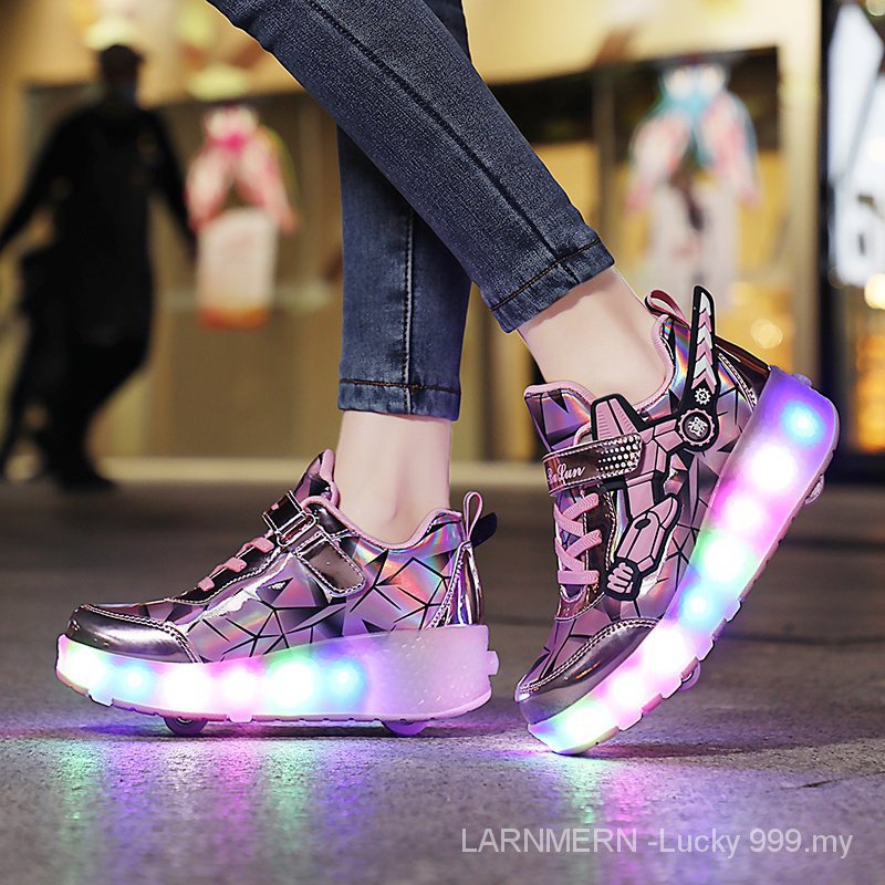 tow-wheeled Heelys LED rechargeable luminous shoes adult child roller ...
