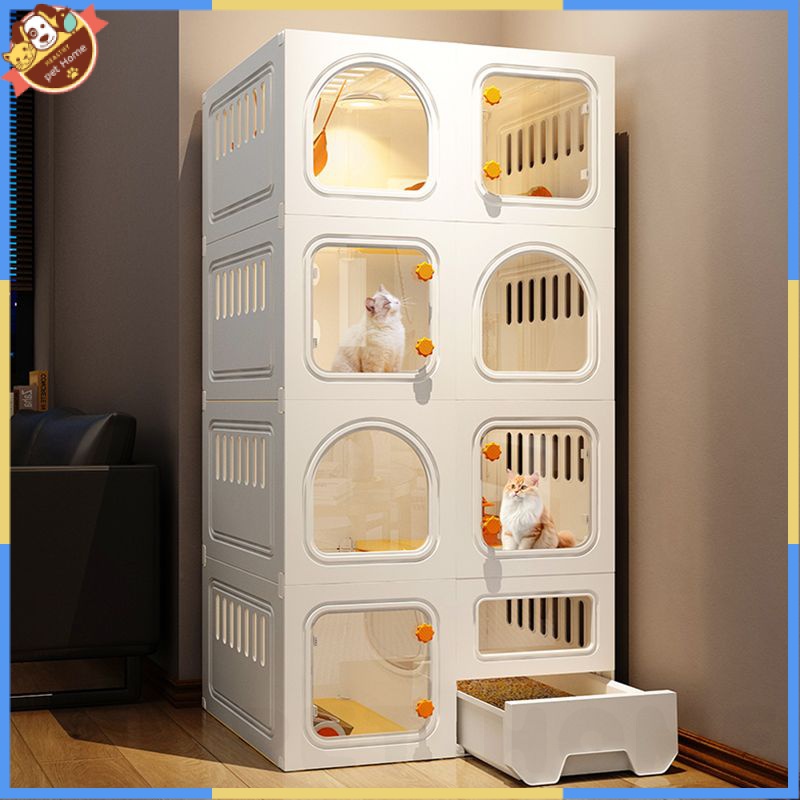 Cat Cage Home Indoor Litter Box Integrated Cat Villa with Toilet Cat ...