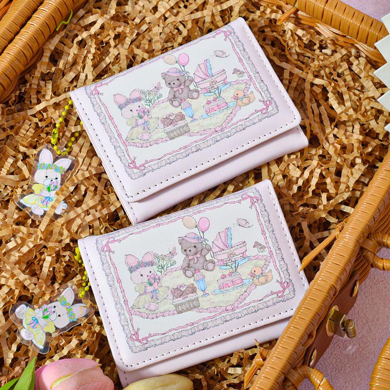 Women Short Style Wallet Cute Cartoon Bear Rabbit Pendant Foldable ...