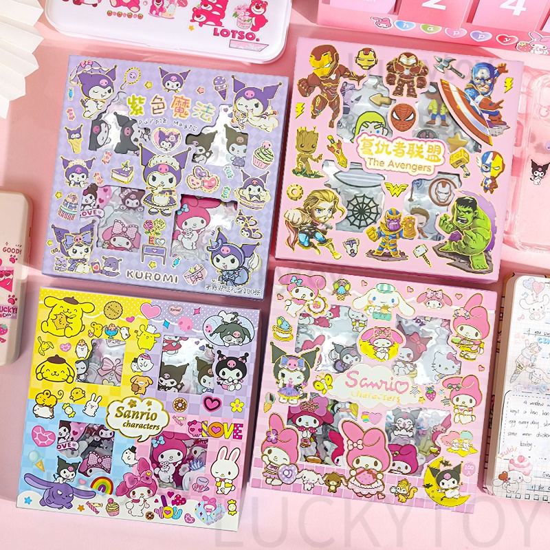 100pcs Sticker set Kuromi Marvel DIY Gift Box sanrio cartoon Stickers ...