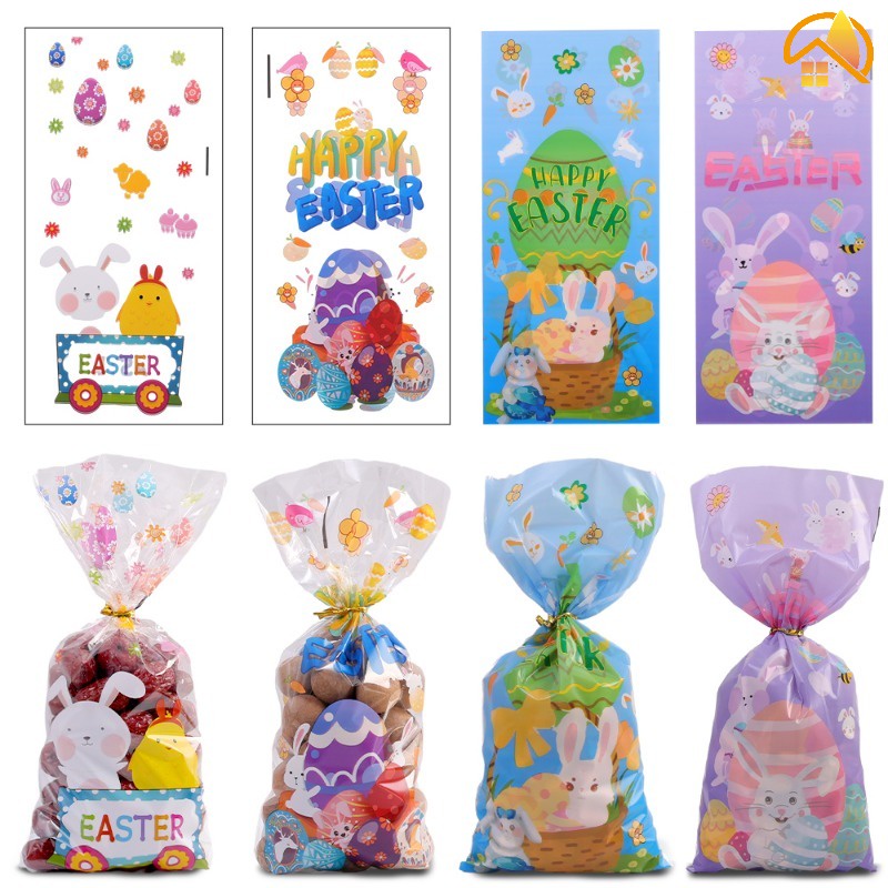 50/100Pcs Biscuits Snack Baking Packing Bags/2024 Cartoon Easter Gift ...