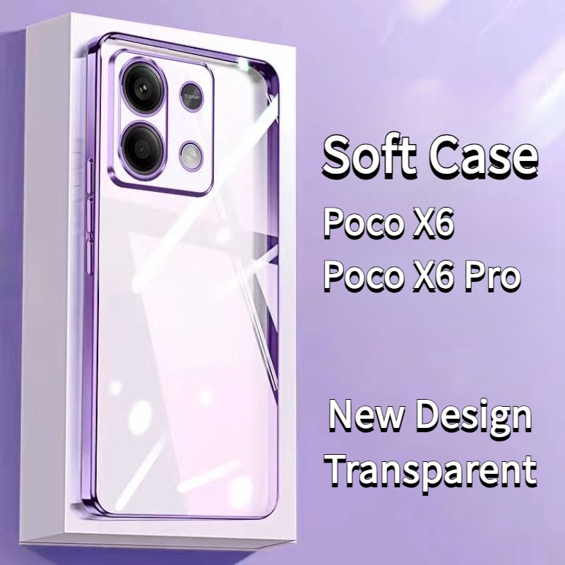 For POCO X6 / POCO X6 Pro Clear Shockproof Luxury Electroplating Mobile ...
