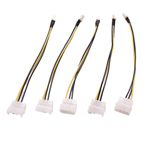5 Pcs 4-Pin Molex/IDE to 3-Pin CPU Case Fan Power Connector Cable ...