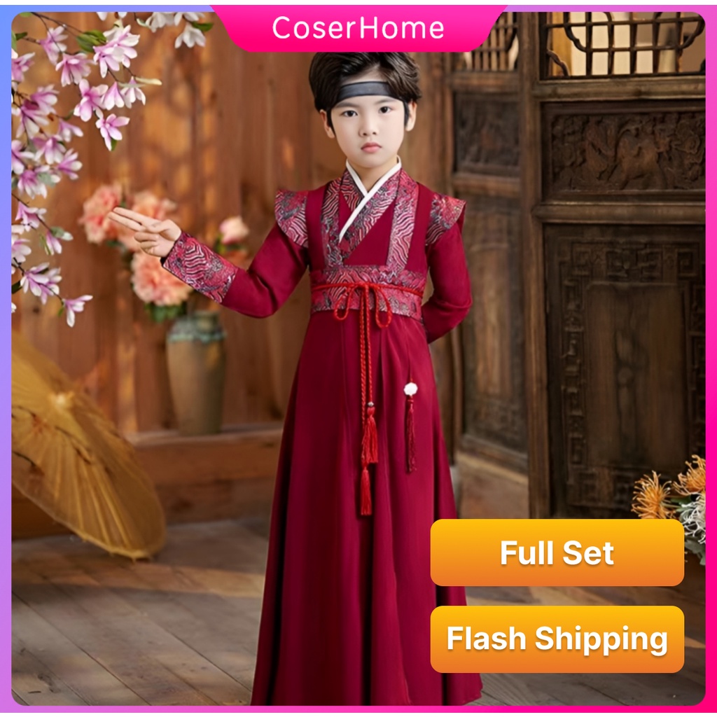 Hanfu Chinese Costume Full Set Tang Suit Kids Boy Baby Traditional ...