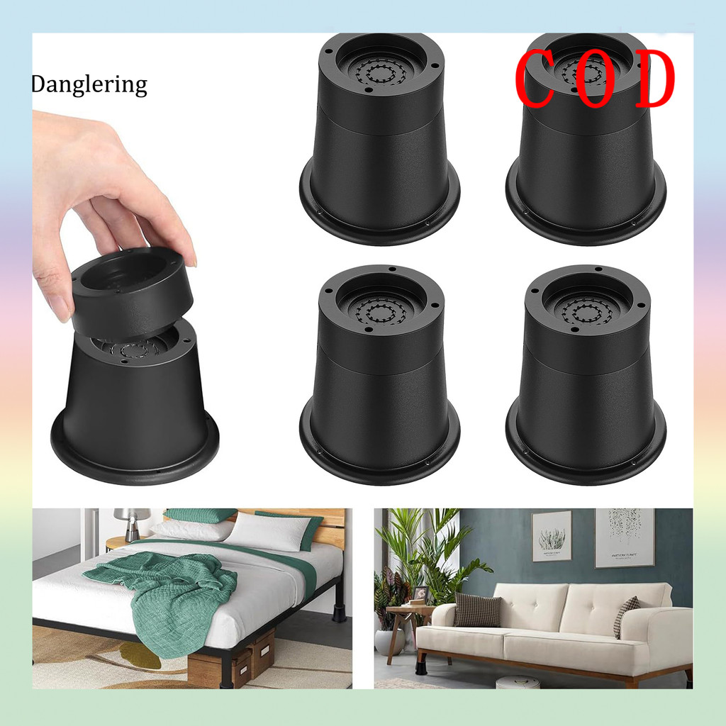 DGL 4Pcs Adjustable Round Bed Risers Circle Furniture Risers 3300 Lbs ...