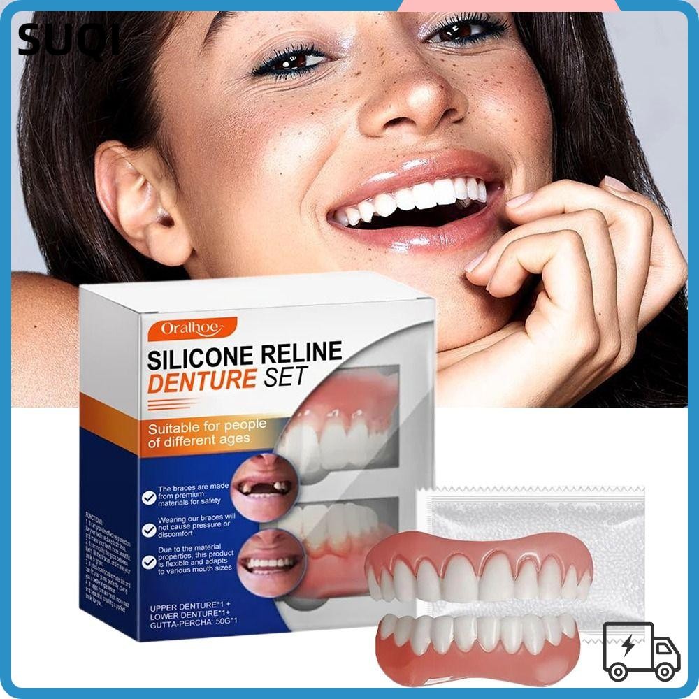 HI-SUQI Silicone Reline Denture Set, DIY Denture Liner Upper and Lower ...