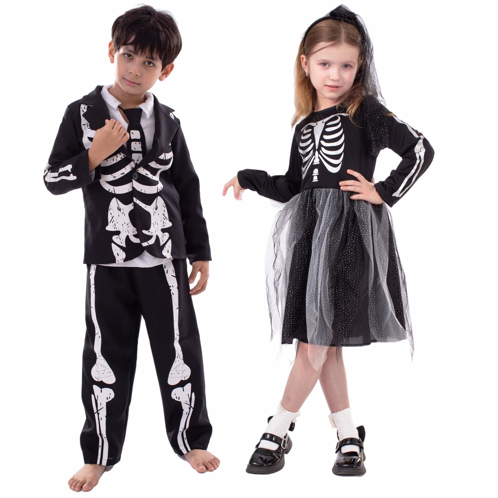 Halloween Boys Girls Couples Skeleton Skeleton Costumes Masquerade ...