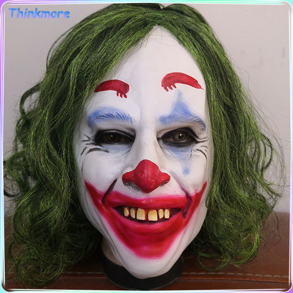 Horror Joker Mask Cosplay Scary Creepy Clown Latex Helmet Halloween ...