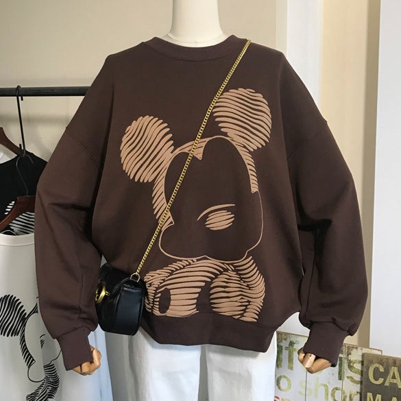 Cartoon Mickey Long Sleeve Sweater Women Korean Style Round Neck ...