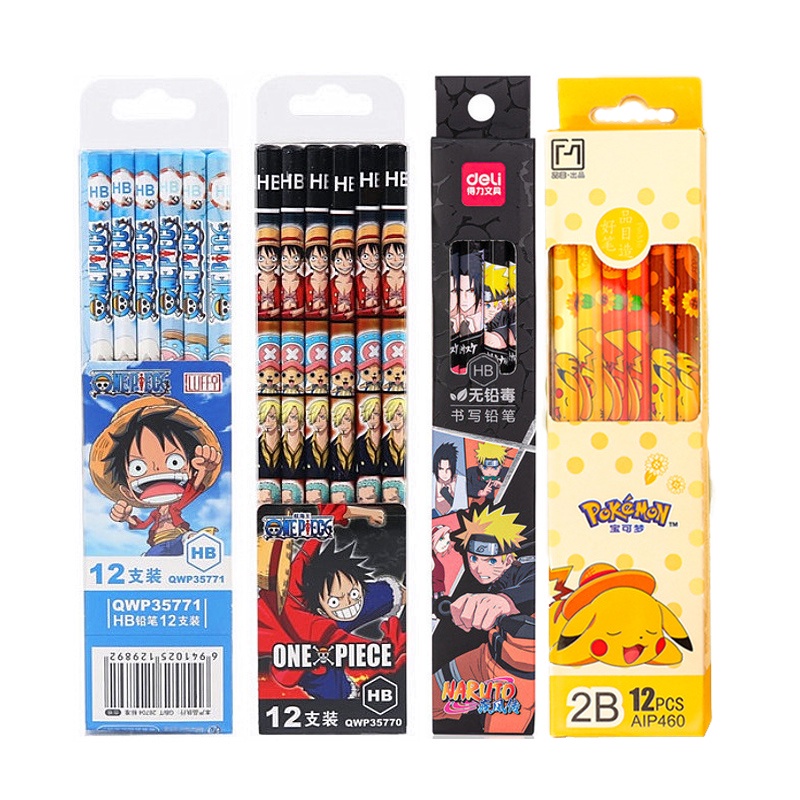 One Piece Anime Pencil Luffy Zoro Chopper Sanji Cartoon Stationery 2B ...