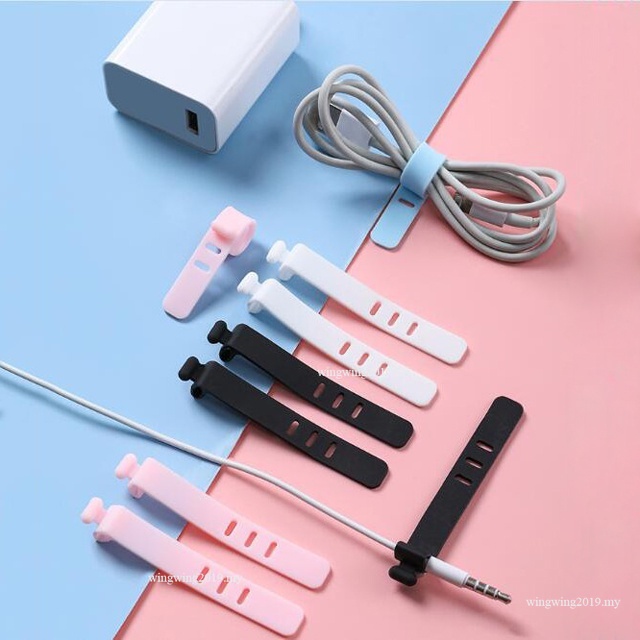 (4PCS)Silicone Cable Winder Cable Tie Wire Winder Cord Organizer USB Earphone Data Line Mouse ...
