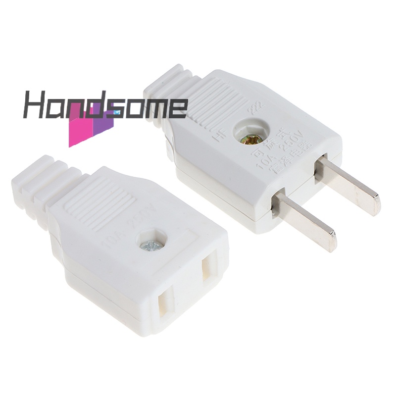 Handsome- US 2 Flat Pin AC Electric Power Male Plug Female Socket ...