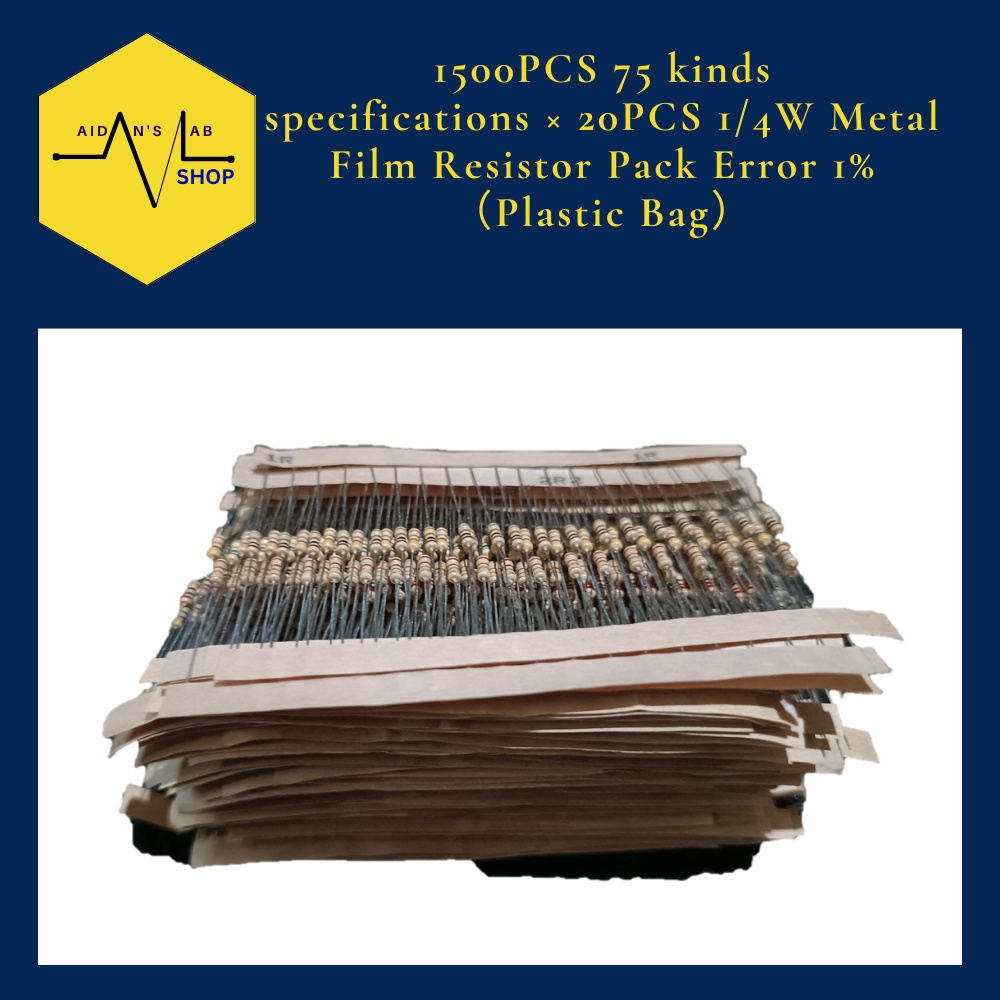 1500PCS 75 kinds specifications × 20PCS 1/4W Metal Film Resistor Pack ...