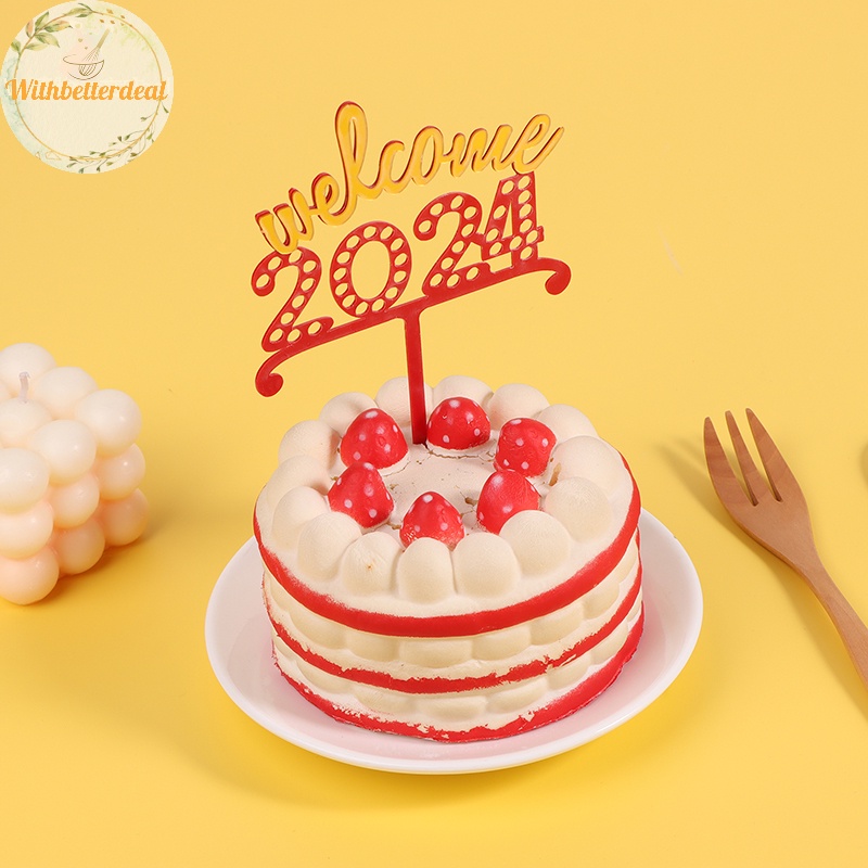 Withbetter 1Pc Creative Acrylic Happy New Year 2024 Cake Topper For ...