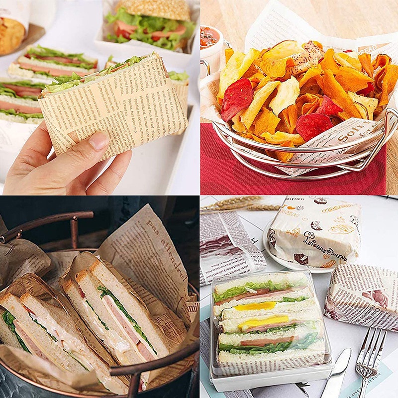 【38*28cm】50Pcs Bread Greaseproof Paper Baking Wax Paper Sandwich ...