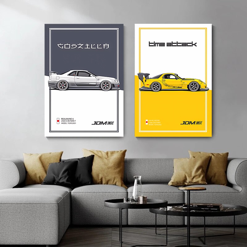 Fast and Furious Sport Cars GTR Racing Car Canvas Painting Car GR Racer ...