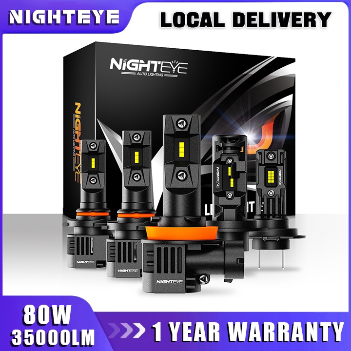 NIGHTEYE S10 H4 H7 H11 9005 9006 80W/pair 35000LM high low beam high beam LED headlight bulbs ...
