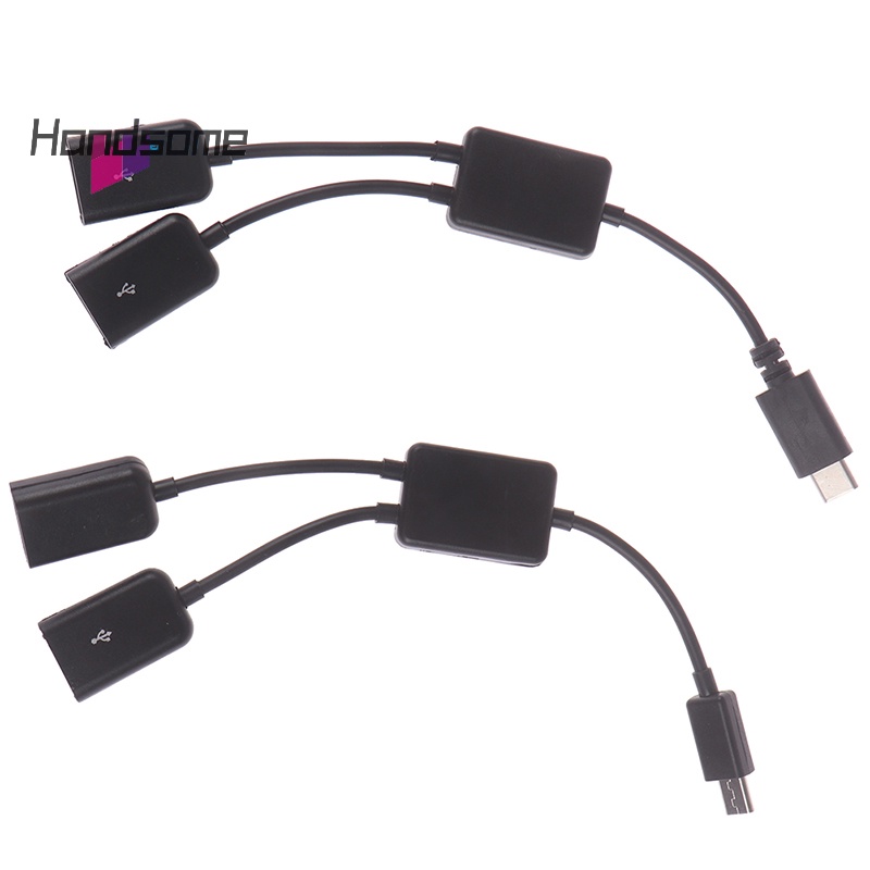 Handsome- Micro usb / type c to 2 otg dual female usb port hub cable y ...