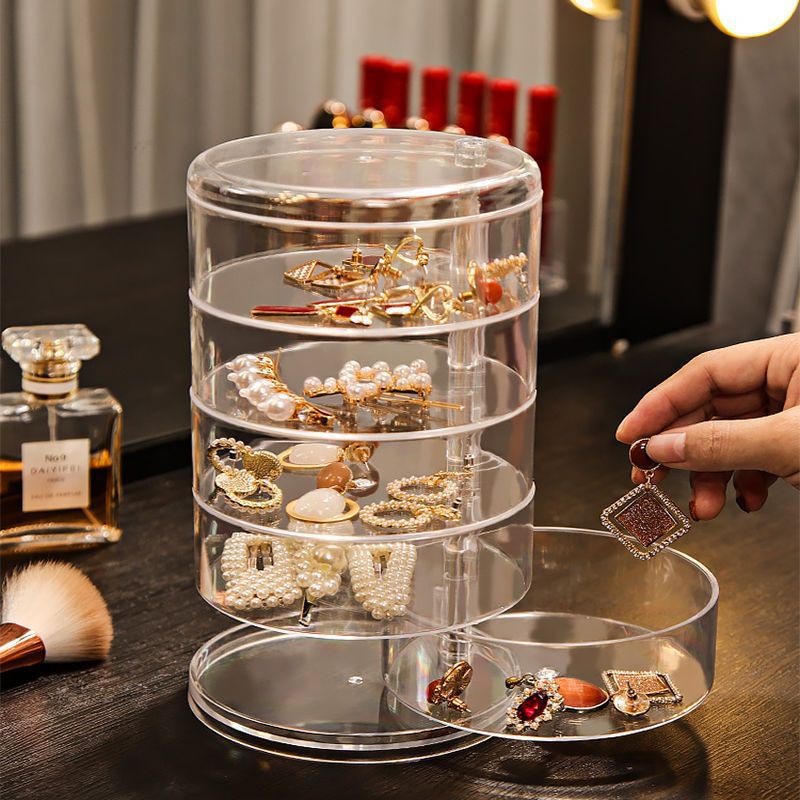 5 Layer Rotating Acrylic Jewelry Box Jewelry Organizer Cosmetic Storage ...