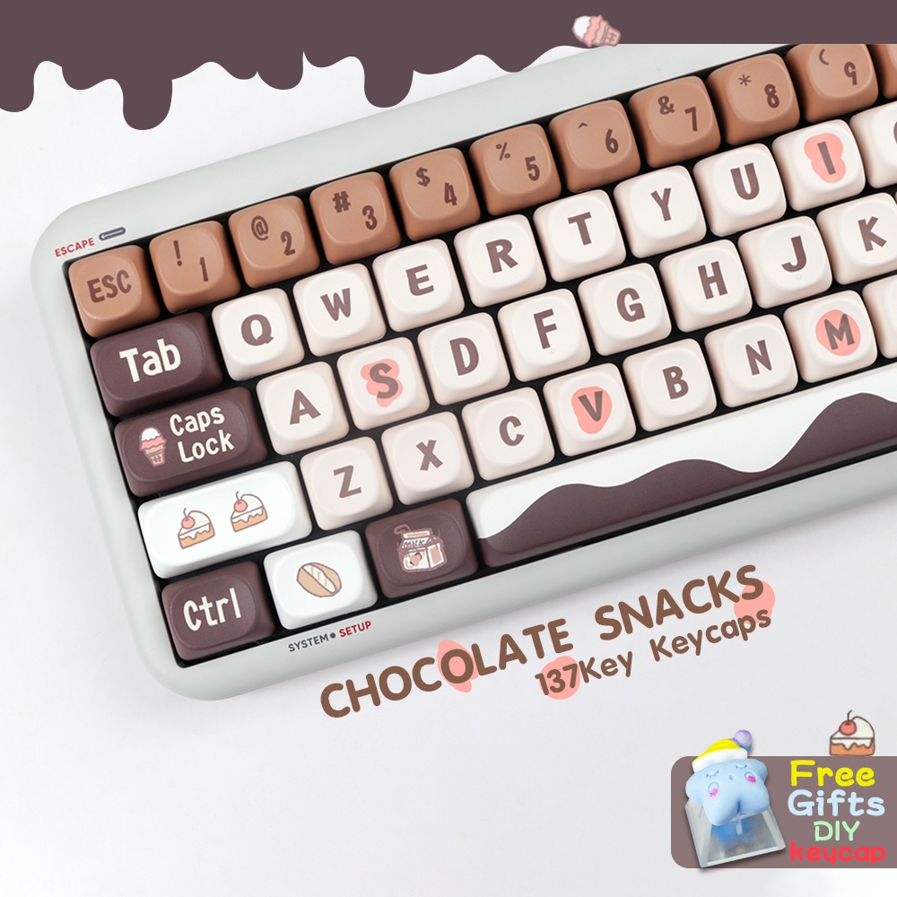 Chocolate Keycaps 137Keys/Set PBT MOA Profile DYE-SUB DIY Custom for ...