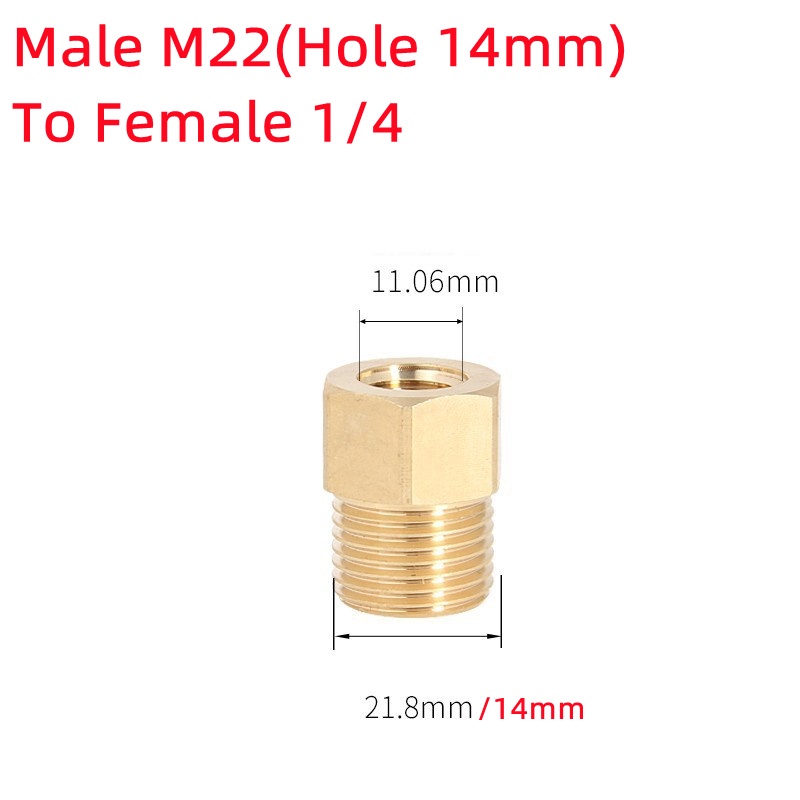 Brass 3/8" 1/4" M14 M18 M22 Thread Connector Male Female Adapter for ...
