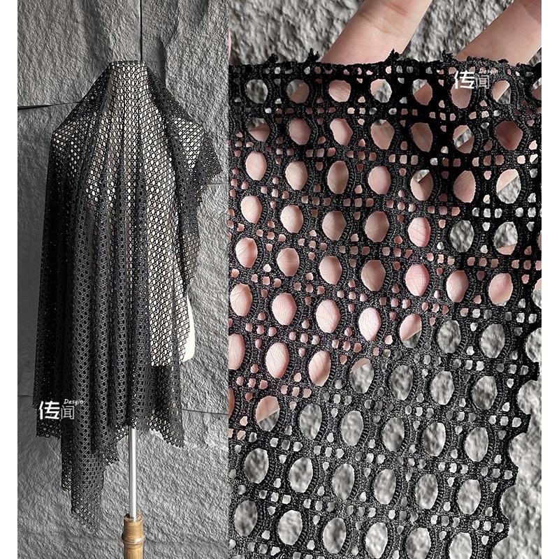 Black Round Hollow Texture Fabric Creative diy Background Cloth ...