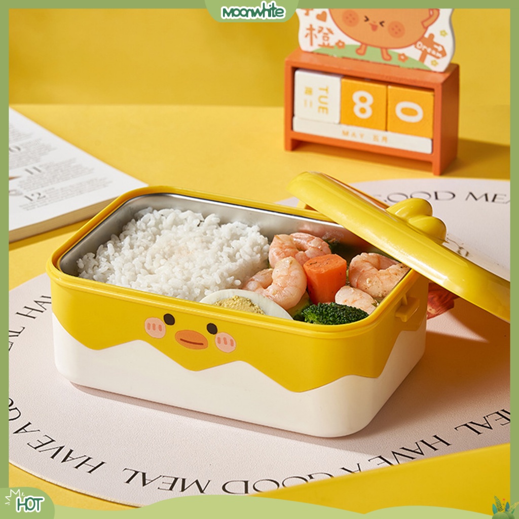 [MOONWHITE] 900ML Lunch Box Cute Cartoon Duck Thermal Stainless Steel ...