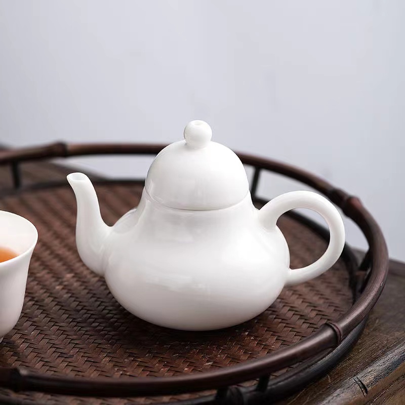 Suet Jade Teapot White Porcelain Teapot Kung Fu Tea Set Single Pot Tea ...