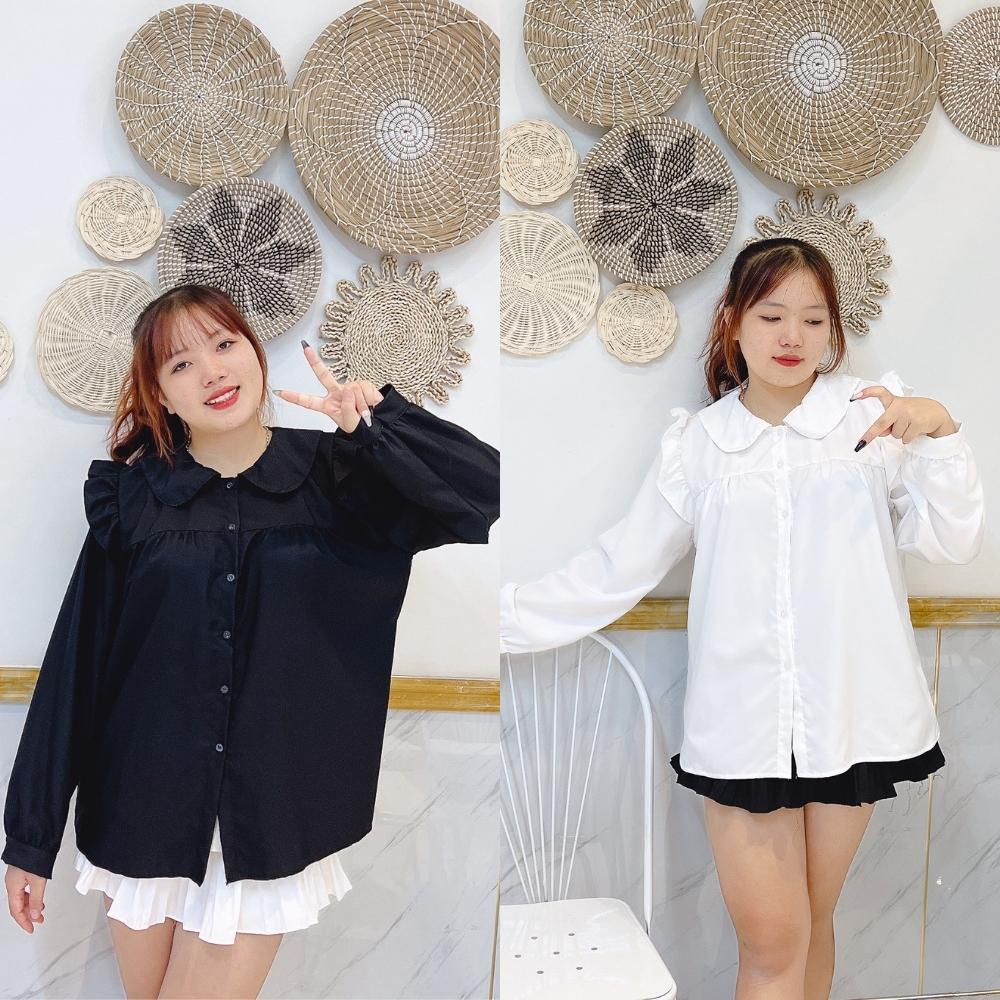 BIGSIZE women's shirt with long sleeves and ruffles covering all flaws ...