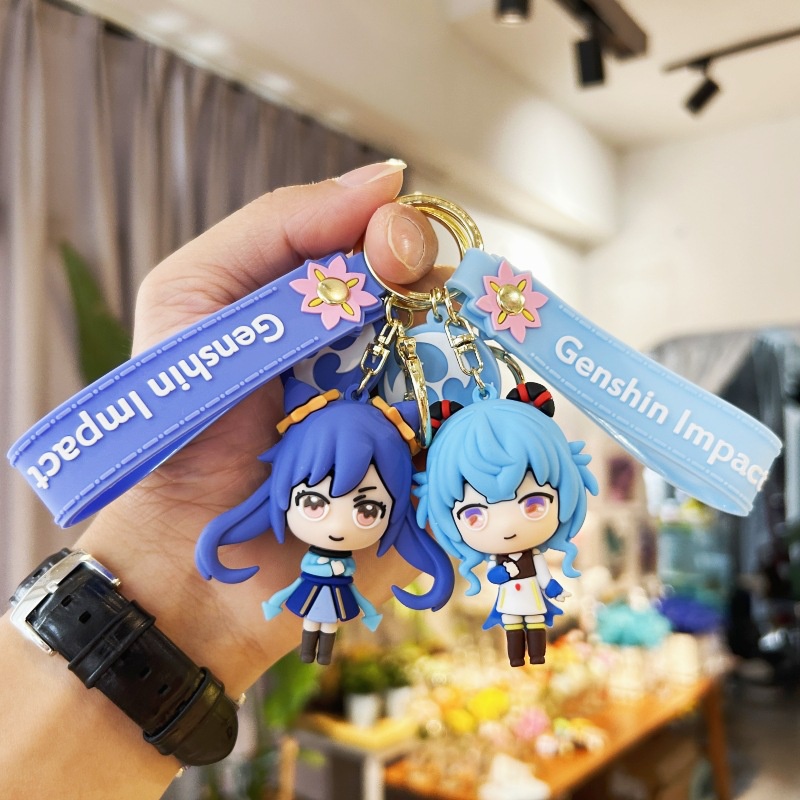 Genshin Impact Figure Model Keychain Kawaii Xiao Ganyu Hu Tao Keqing ...