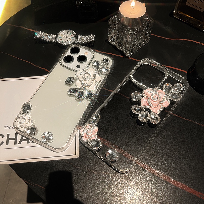 Diamond Flower Cewek Case for iPhone 16 15 14 13 12 11 pro max 16 plus ...