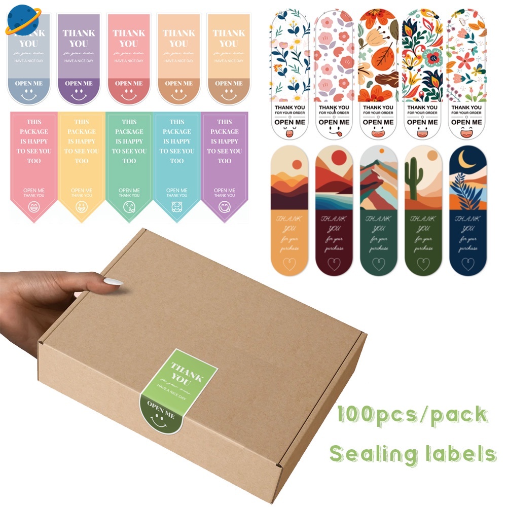 100 Pcs/Pack Colorful Floral Sealing Labels Thank You for Your Order ...