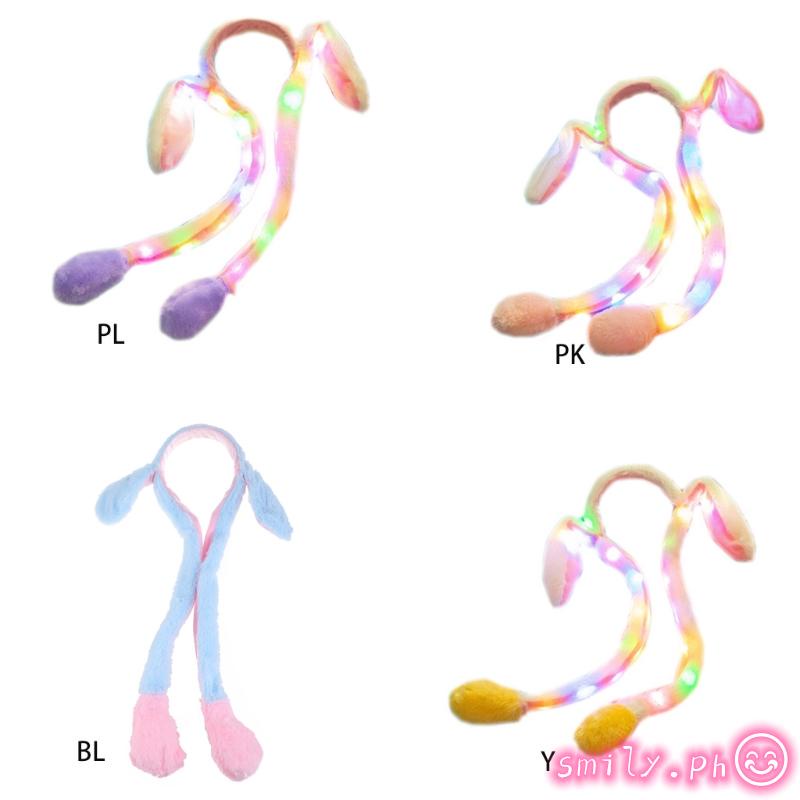 SMLILY Cute LED Light Up Rabbit Headband with Moving Bunny Ears Plush ...