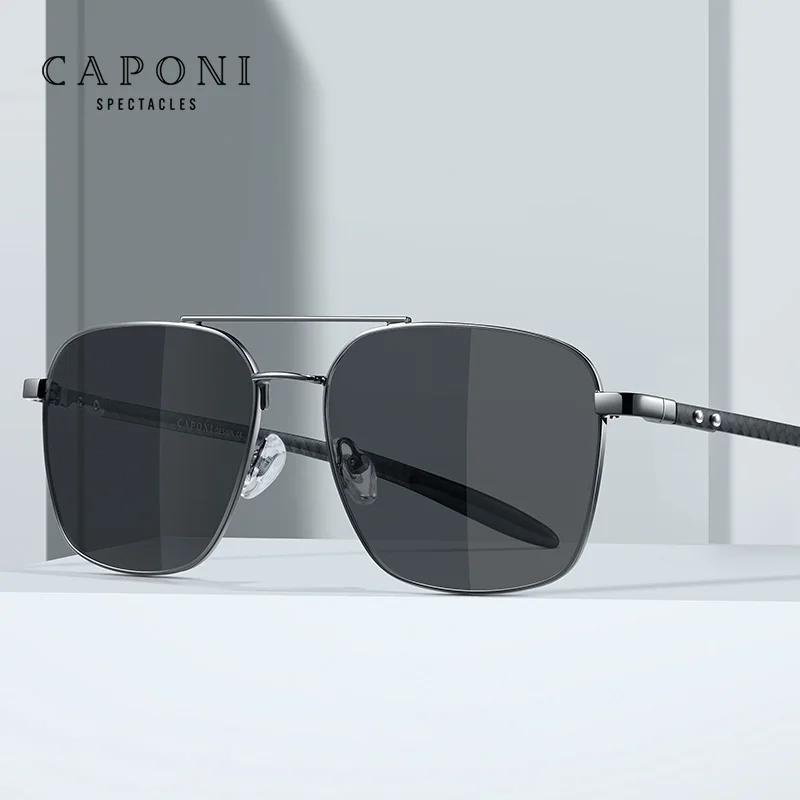 CAPONI Photochromic Sunglasses For Men Alloy Carbon Firber Polarized ...
