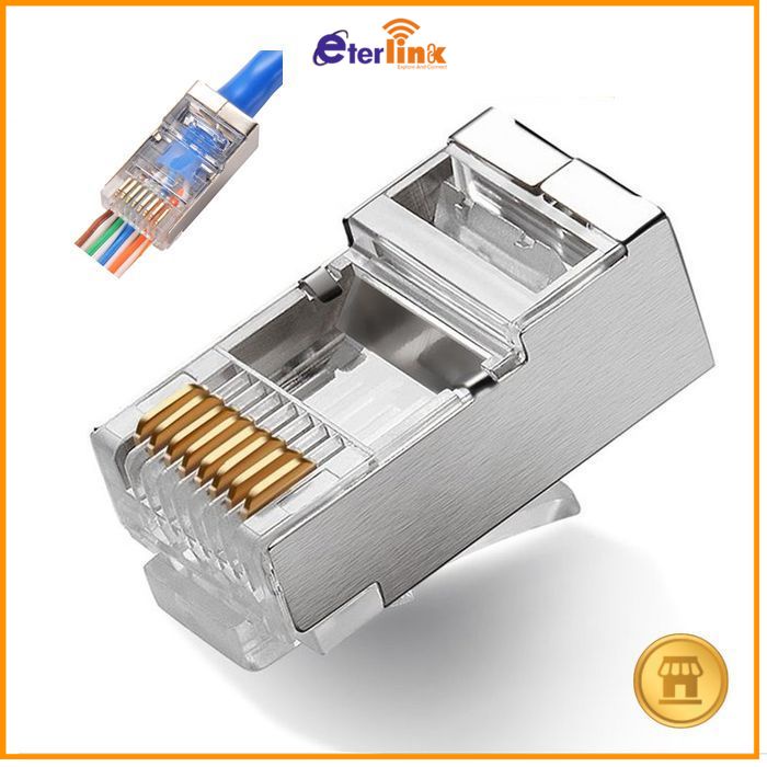 10pcs Metal Shielded CAT6 FTP RJ45 Pass Through RJ45 Connector Cat6 ...