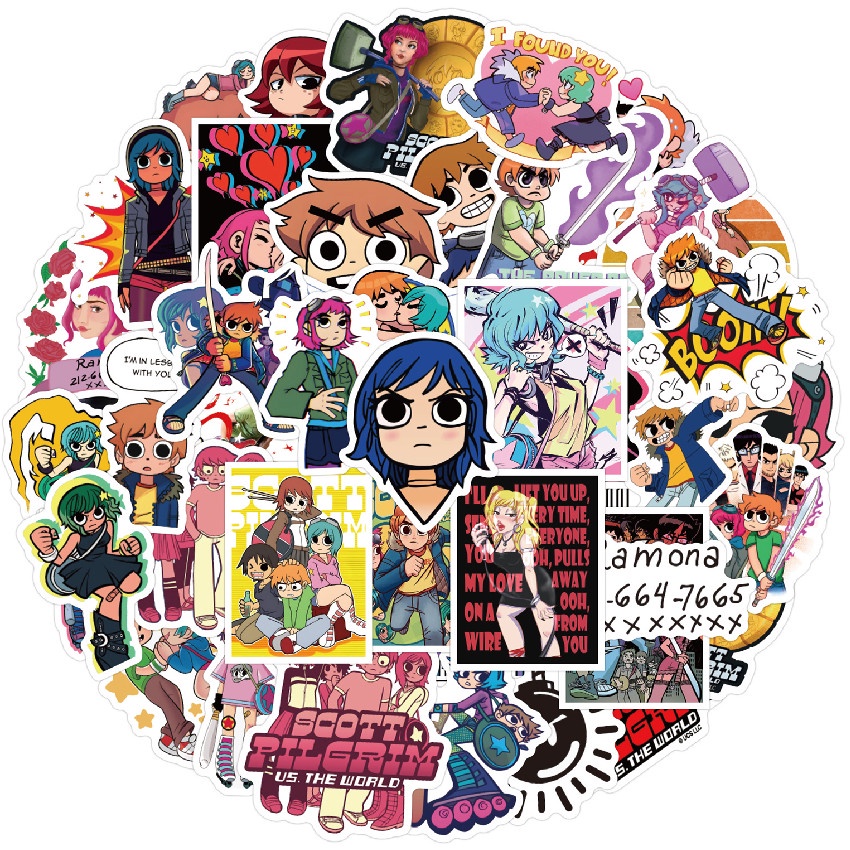 50Pcs/Set Scott Pilgrim Series 01 Stickers Waterproof DIY Fashion ...