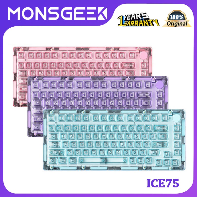 Akko Monsgeek ICE75 transparent ice cube mechanical keyboard RGB light ...