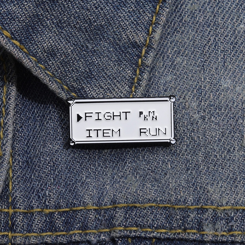 "FIGHT/ITEM/PKMN/RUN" Pokémon Game Option Frame Enamel Brooch Japanese ...