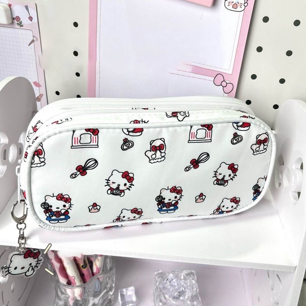 Kawaii Hello Kitty Pencil Case Sanrio Print Cartoon Pen Bag Coin Purse ...