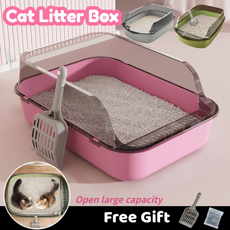Open Cat Litter Box Large Capacity Plastic Anti-Splash Cats Toilet Pet ...
