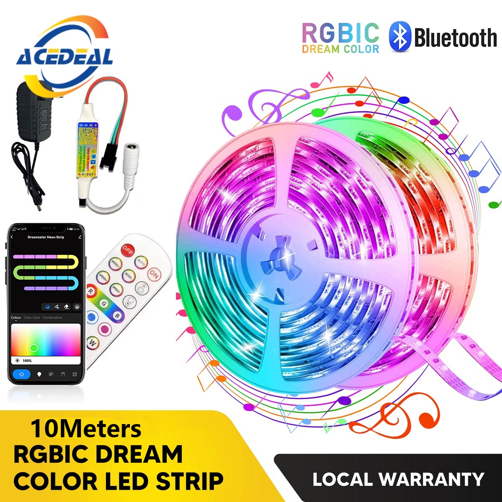 10M 24V RGBIC LED Strip Light Programmable Smart Bluetooth App Remote ...