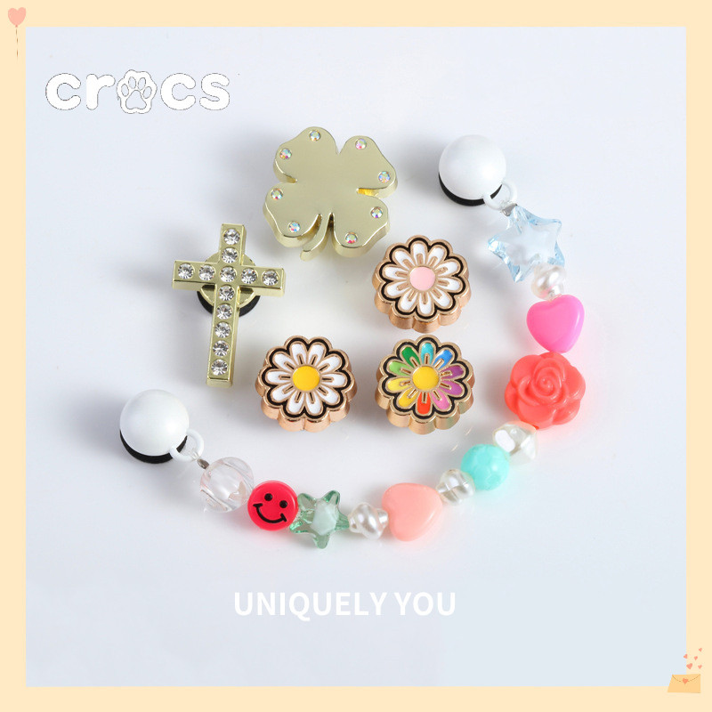 Crocs Jibbitz Cute metal flower shoe buckles charms Crocs flower chain ...