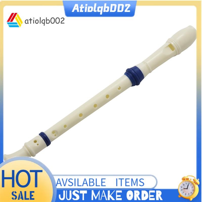 Students Plastic 8 Holes Soprano Recorder Flute Beige Blue w Cleaning ...