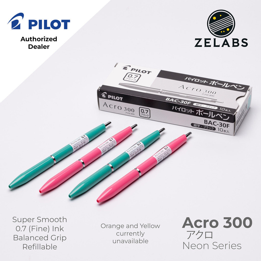 Pilot Acro 300 Neon Series Fine Ballpoint Pen - BAC-30F - 0.7mm ...