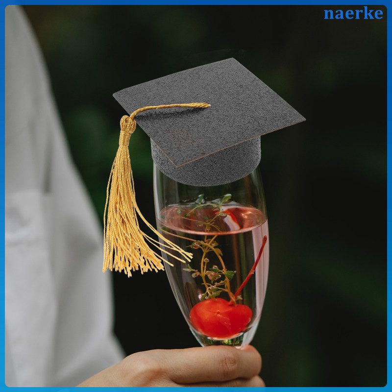 10Pcs Mini Itim na Papel at Cotton na Caps para sa Baso ng Alak ...