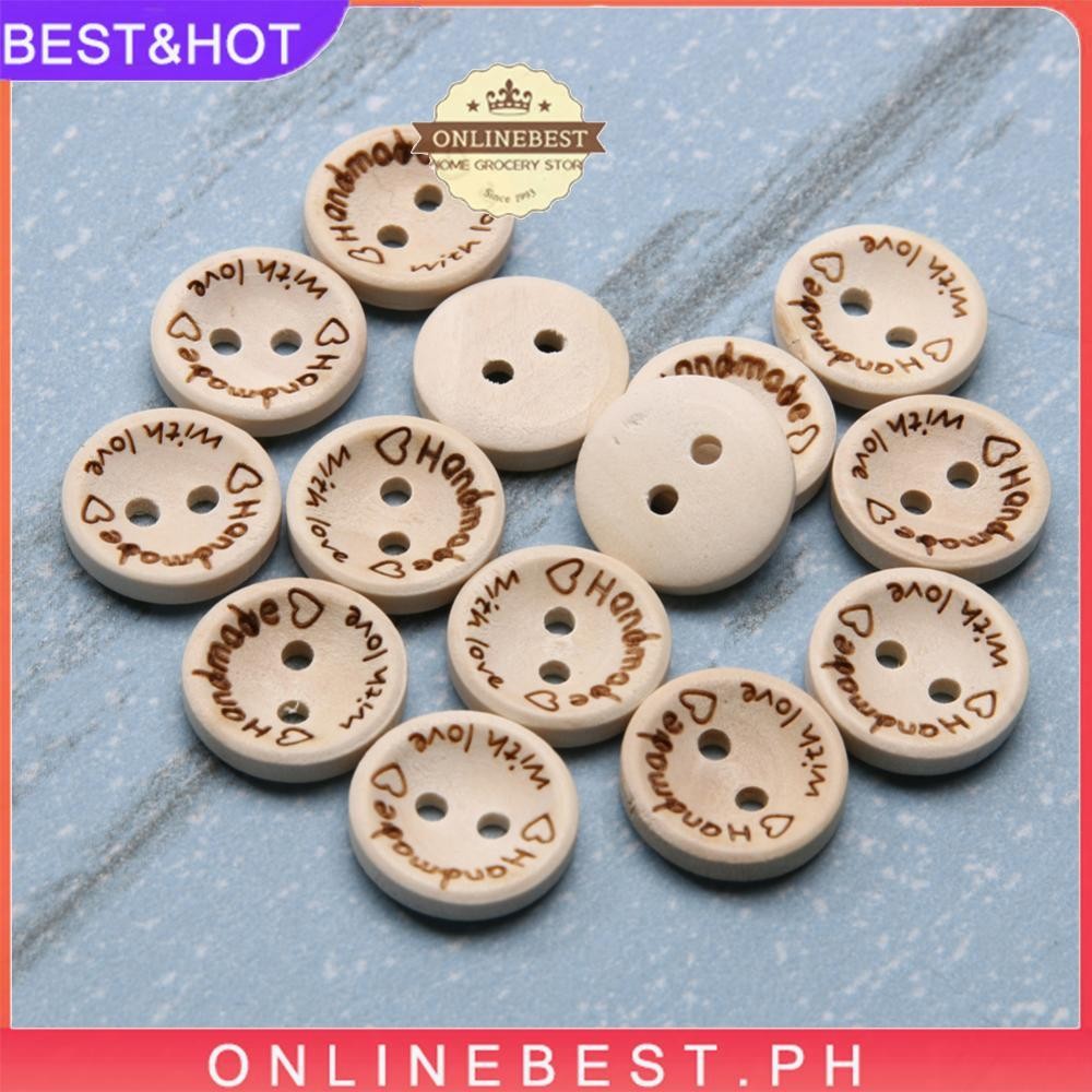 Diy Handmade with love Buttons Scrap booking Sewing B(100pcs/pack ...
